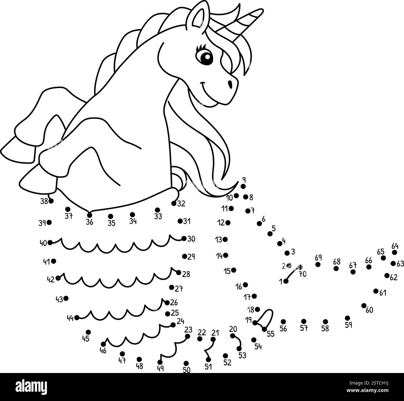 Dot to Dot Mermaid Unicorn Isolated Coloring Stock Vector Image & Art ...