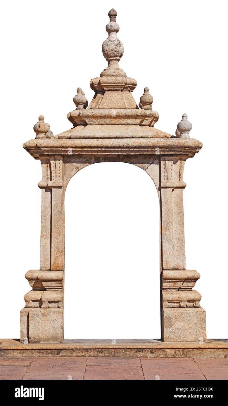 Stone arch isolated over white Stock Photo - Alamy