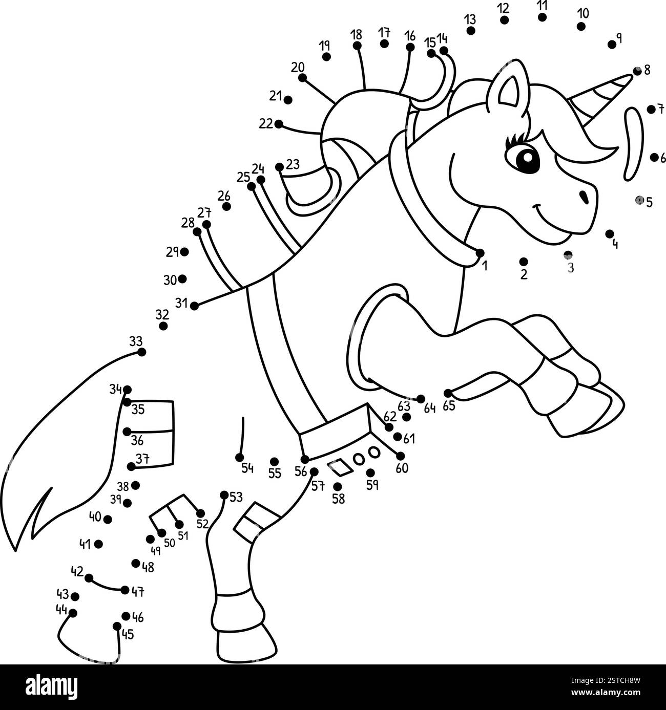 Dot to Dot Unicorn Astronaut Isolated Coloring Stock Vector Image & Art ...