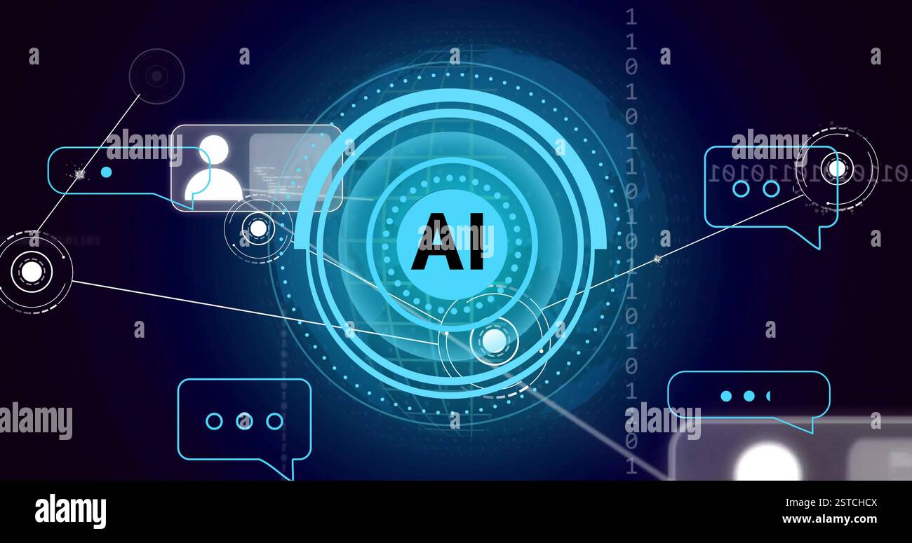 Ai cybersecurity icons over digital hi-res stock photography and images - Alamy