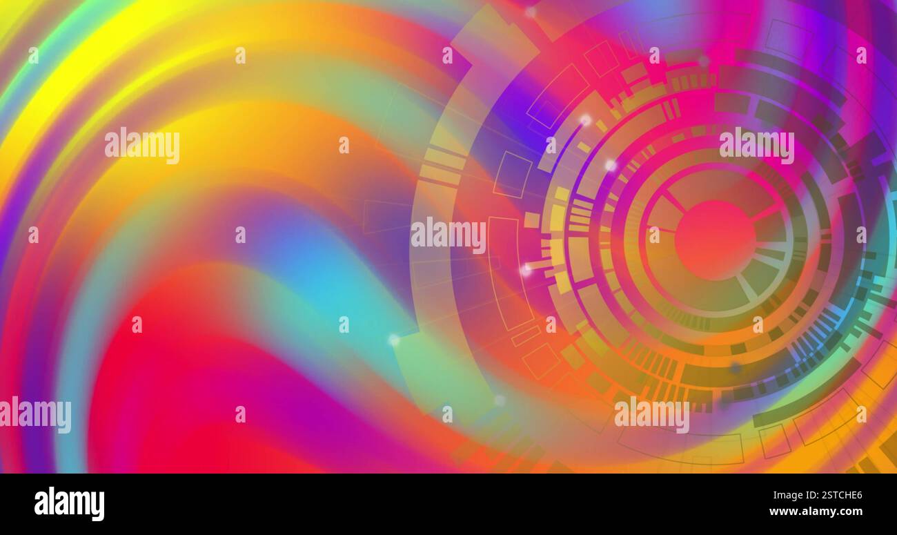 Image of colourful shapes moving over scope scanning Stock Photo - Alamy