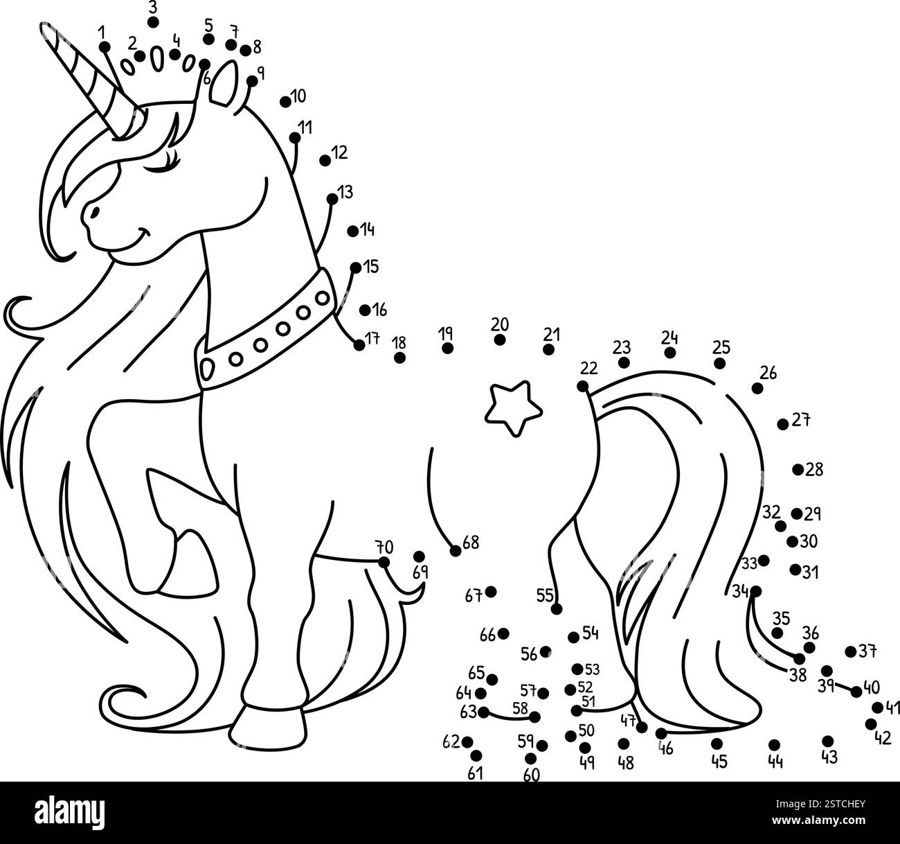 Dot to Dot Unicorn Princess Isolated Coloring Stock Vector Image & Art ...