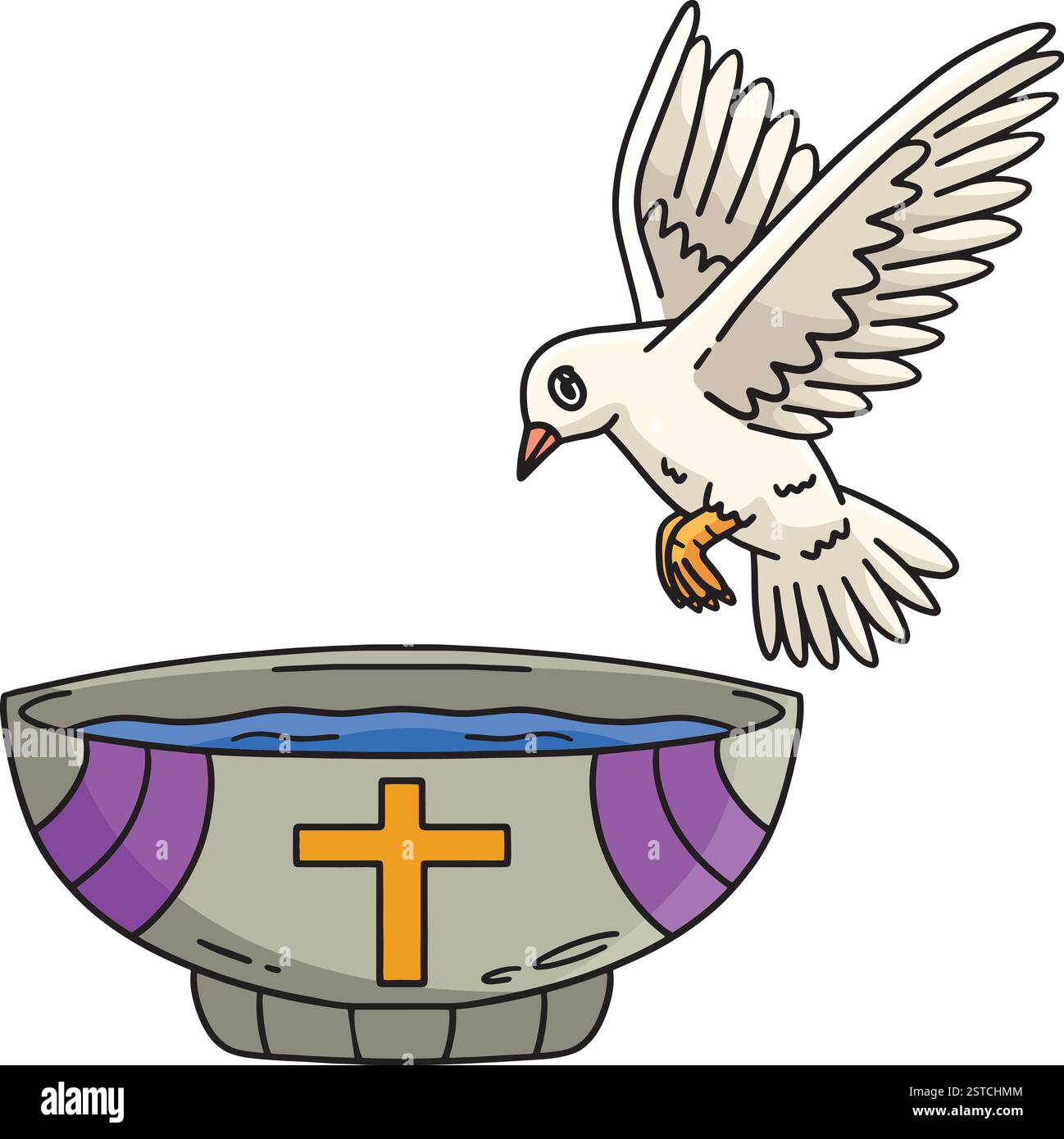 Baptism Bowl of Water with Dove Cartoon Clipart Stock Vector Image ...