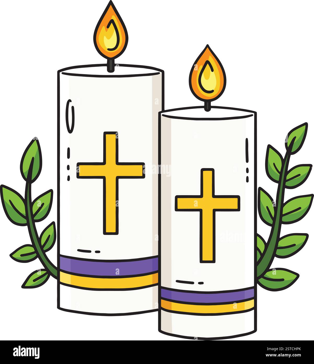 Baptism Candles with Crosses Cartoon Clipart Stock Vector Image & Art ...