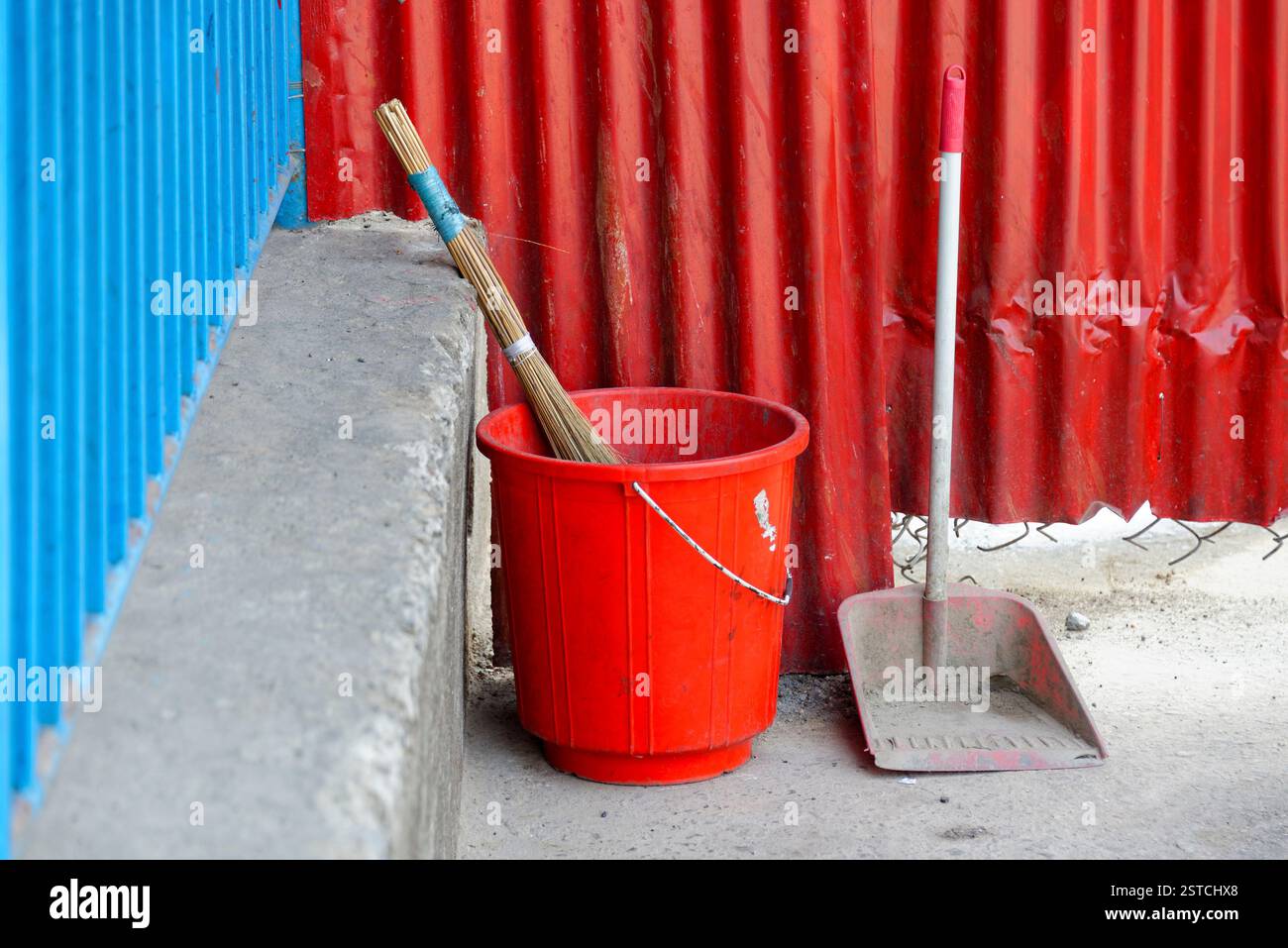 Red plastic bucket Stock Photo - Alamy