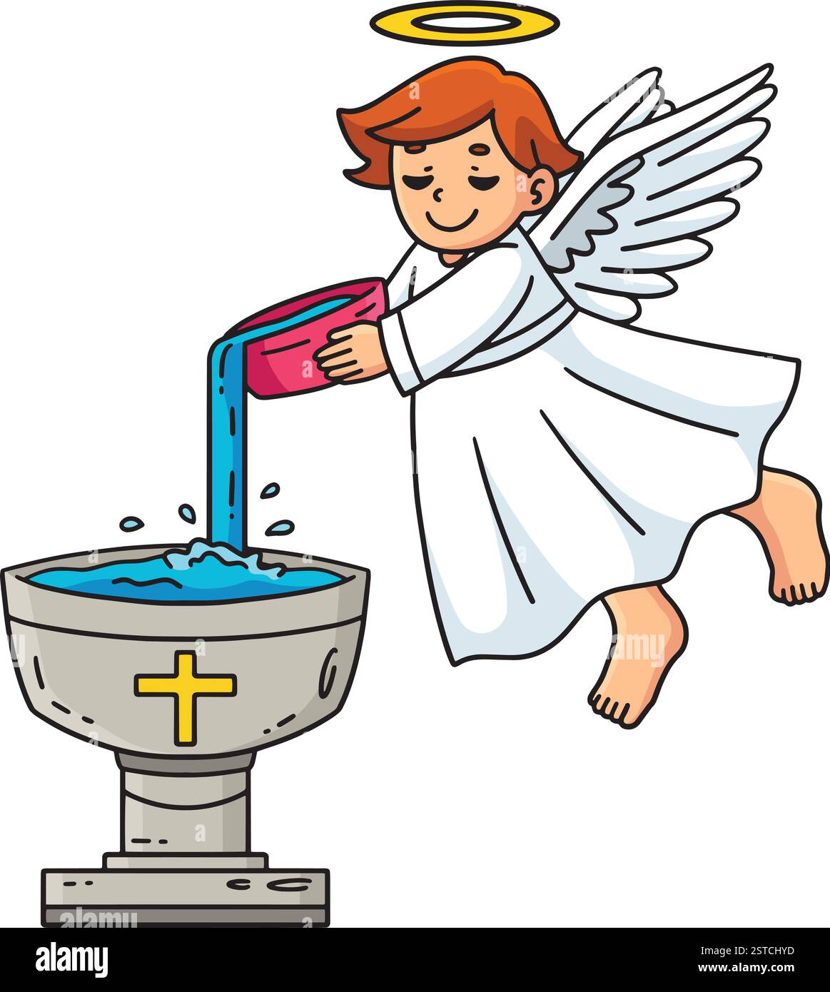 Baptism Angel Pouring Water Cartoon Clipart Stock Vector Image & Art ...