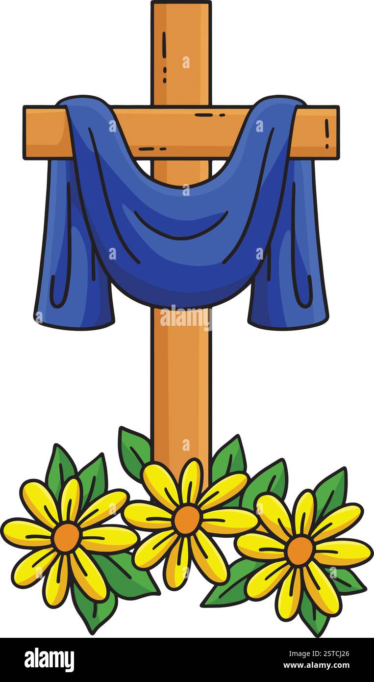 Baptism Cross Cartoon Colored Clipart Illustration Stock Vector Image ...