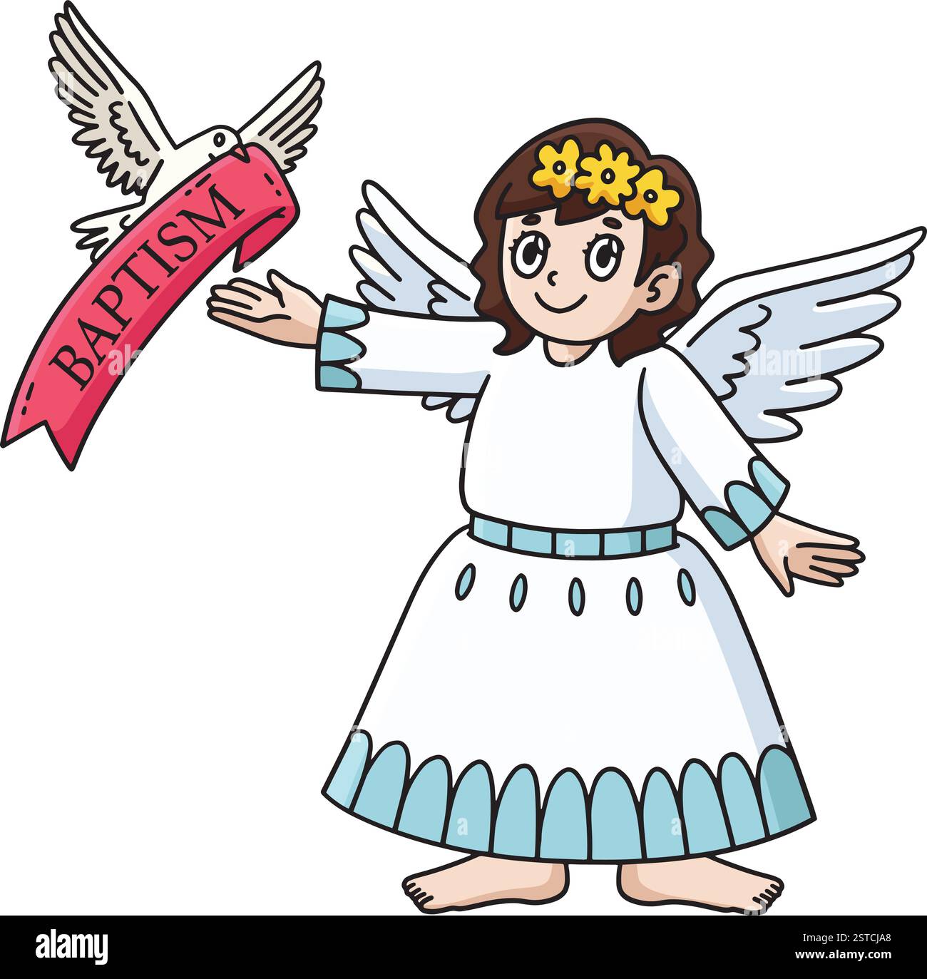 Baptism Angel and Dove Cartoon Colored Clipart Stock Vector Image & Art ...