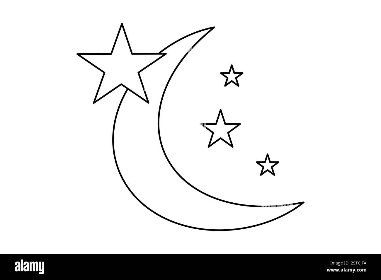 Moon continuous one line art drawing of isolated outline vector ...