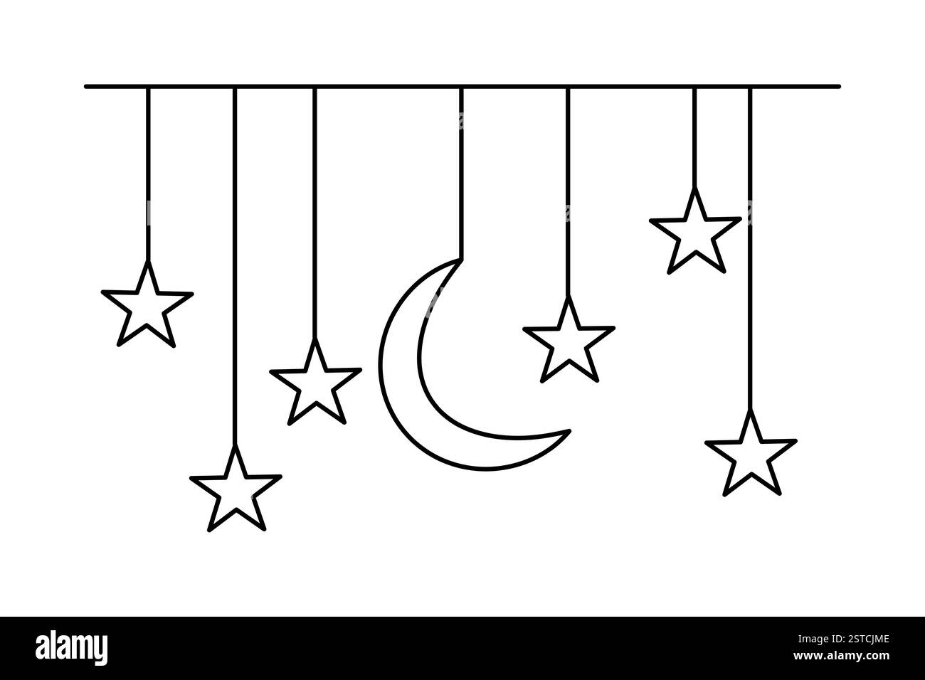 Moon continuous one line art drawing of isolated outline vector ...