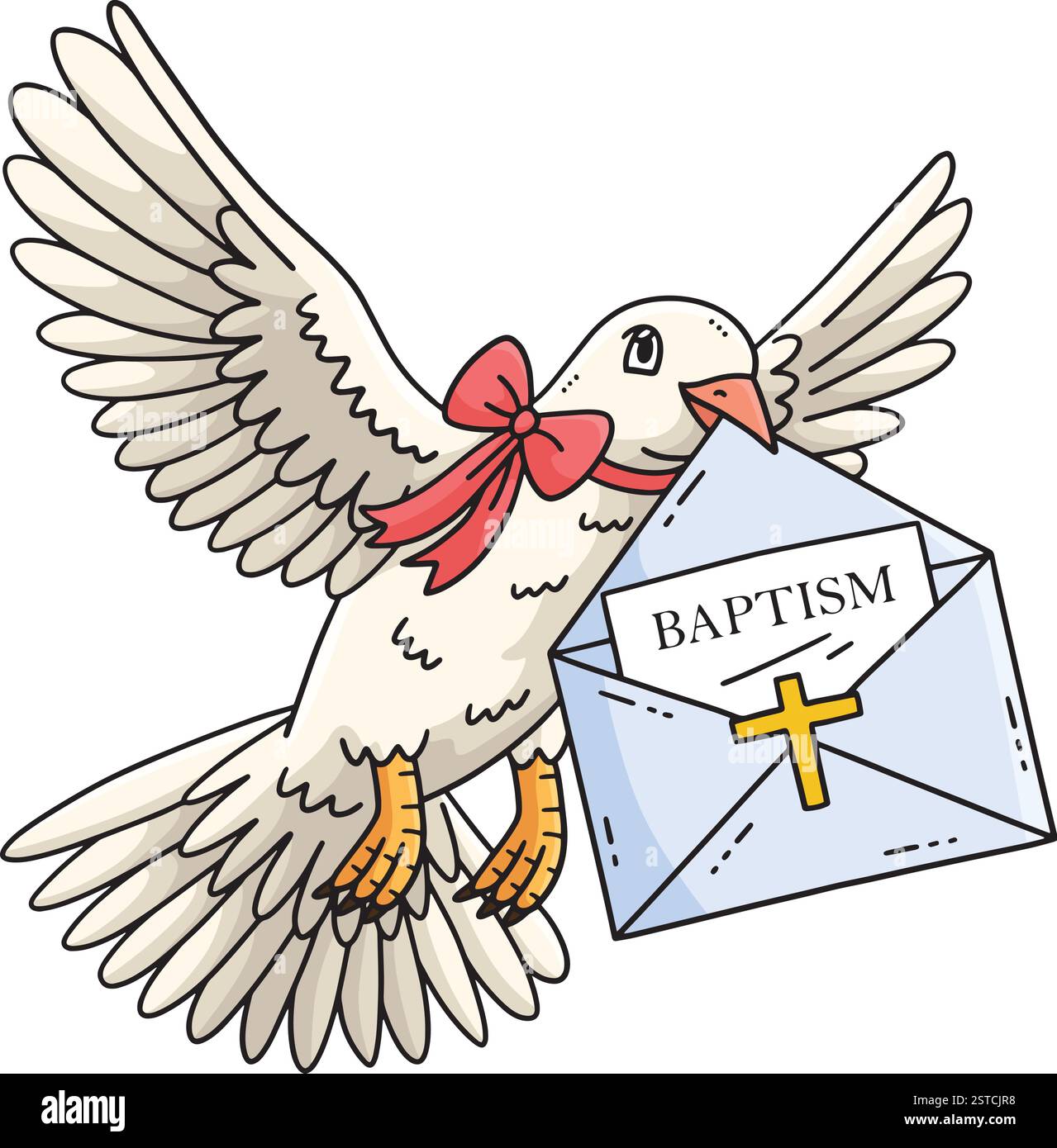 Baptism Dove Carrying a Letter Cartoon Clipart Stock Vector Image & Art ...