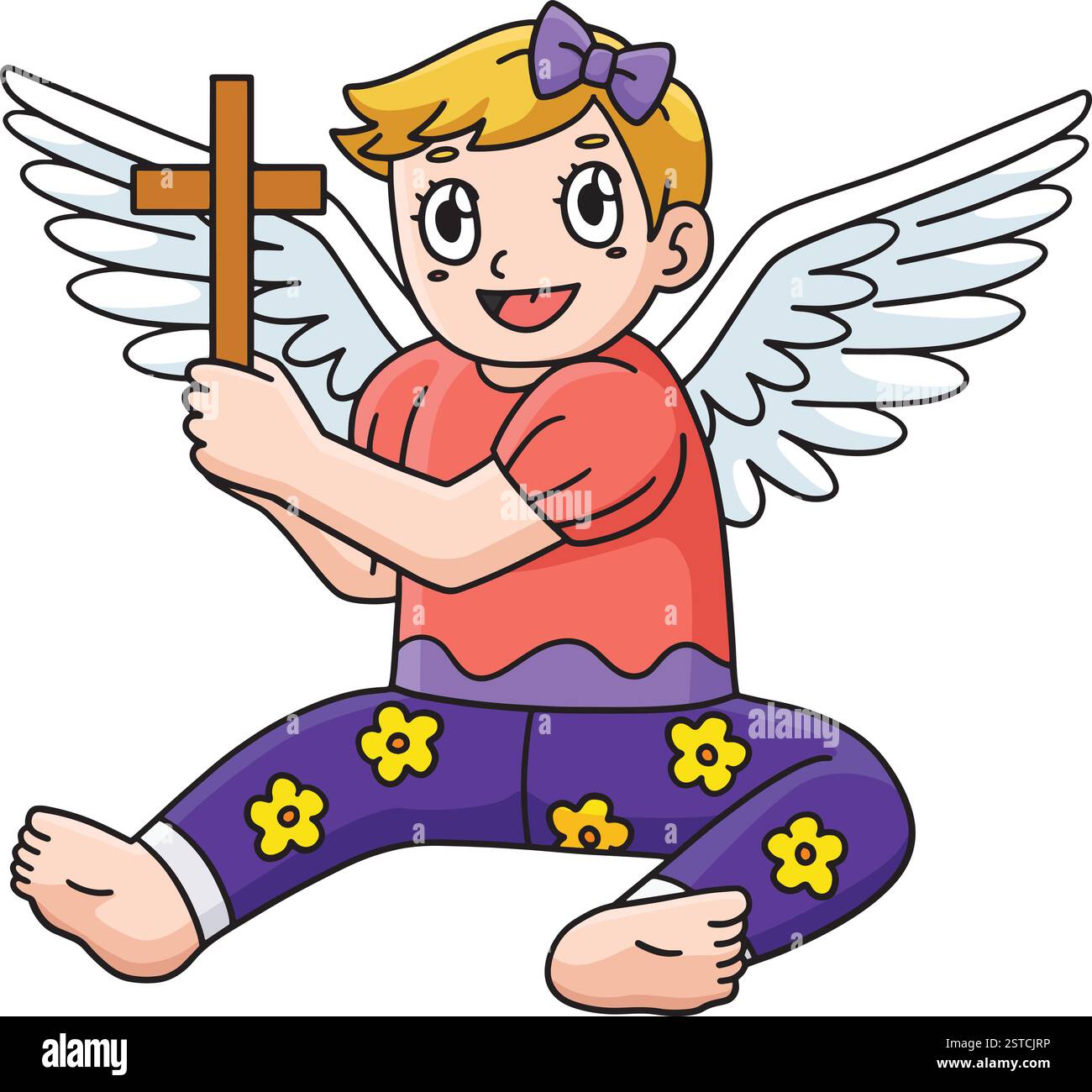Baptism Baby Holding Cross Cartoon Colored Clipart Stock Vector Image & Art - Alamy