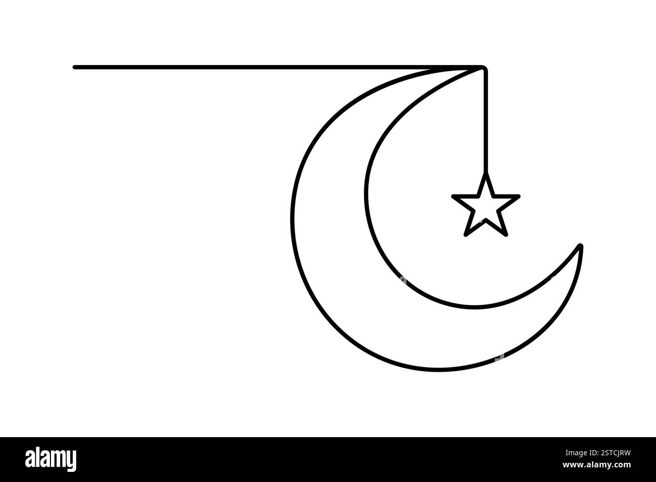 Moon continuous one line art drawing of isolated outline vector ...