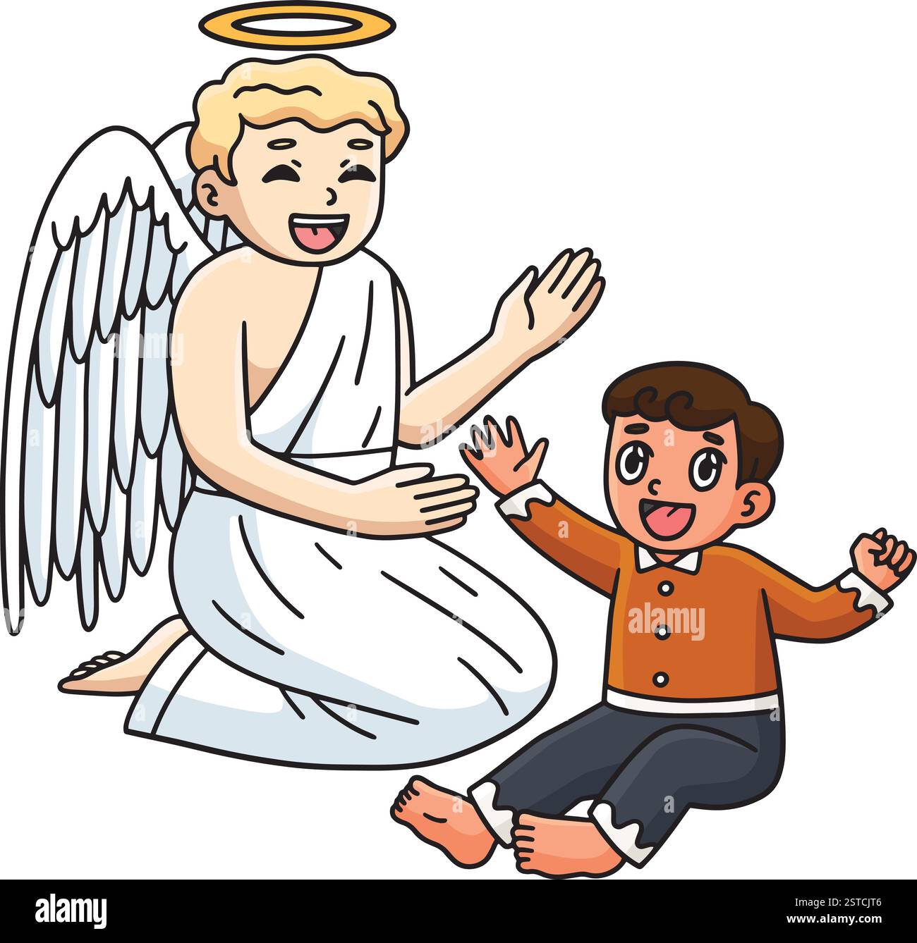 Baptism Baby and Guardian Angel Cartoon Clipart Stock Vector Image & Art - Alamy