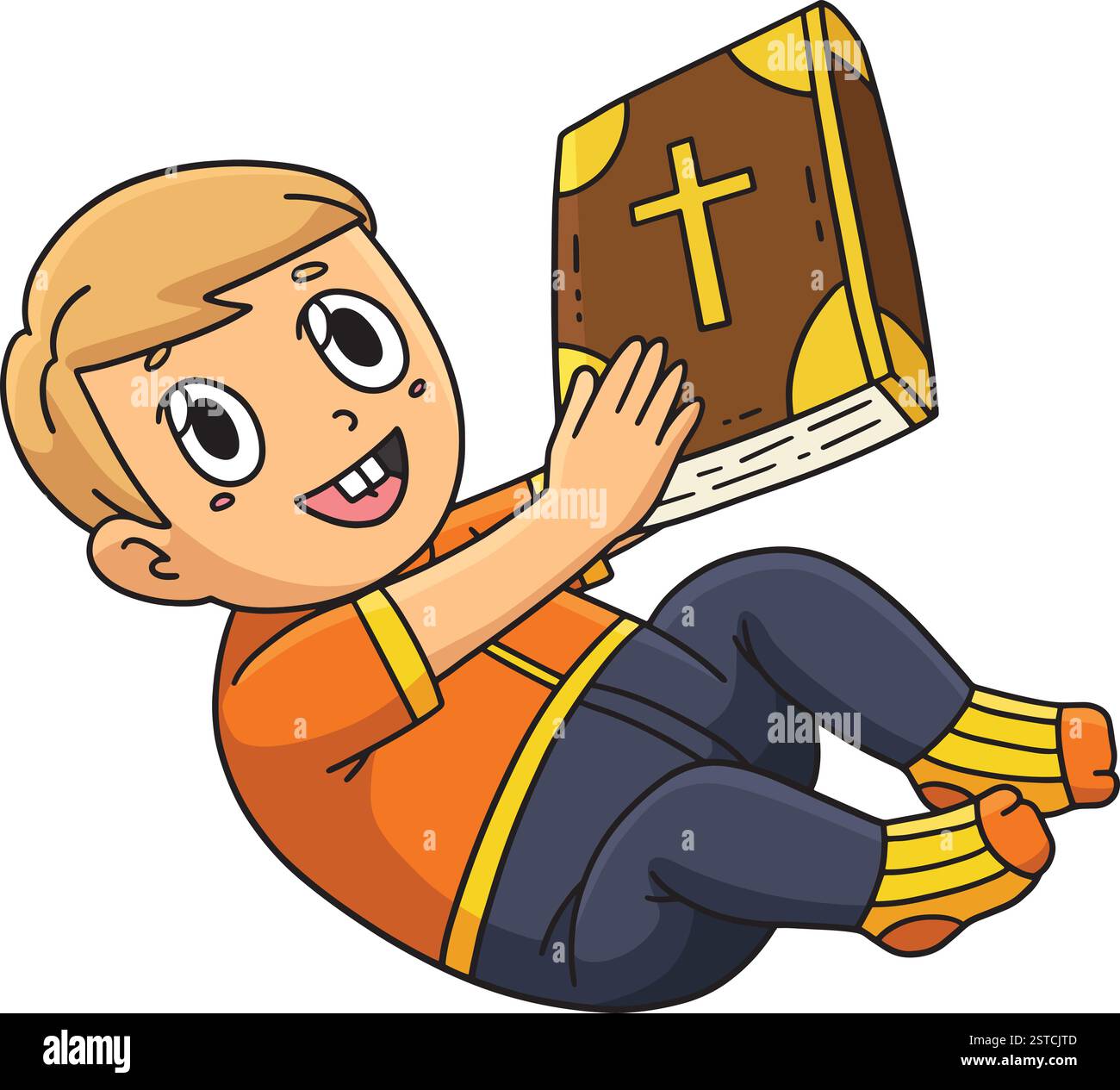 Baptism Baby Holding the Bible Cartoon Clipart Stock Vector Image & Art ...