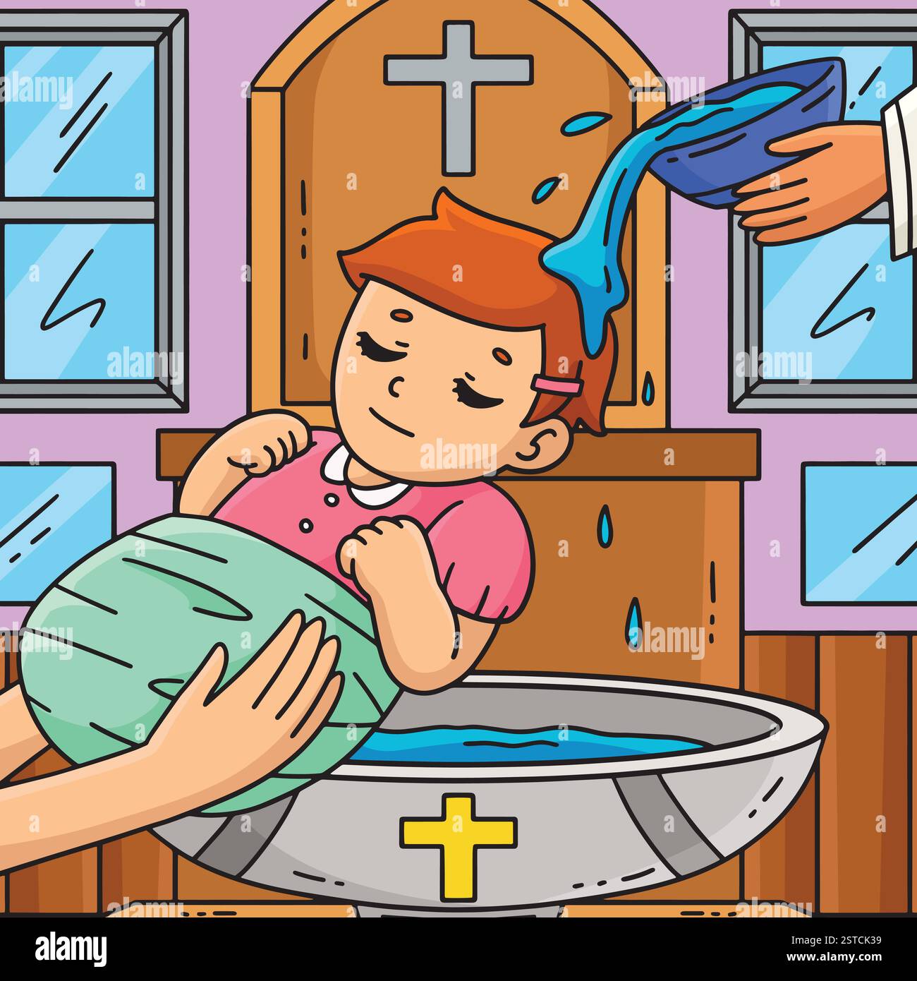 Baptism Baby Being Baptized Colored Cartoon Stock Vector Image & Art - Alamy