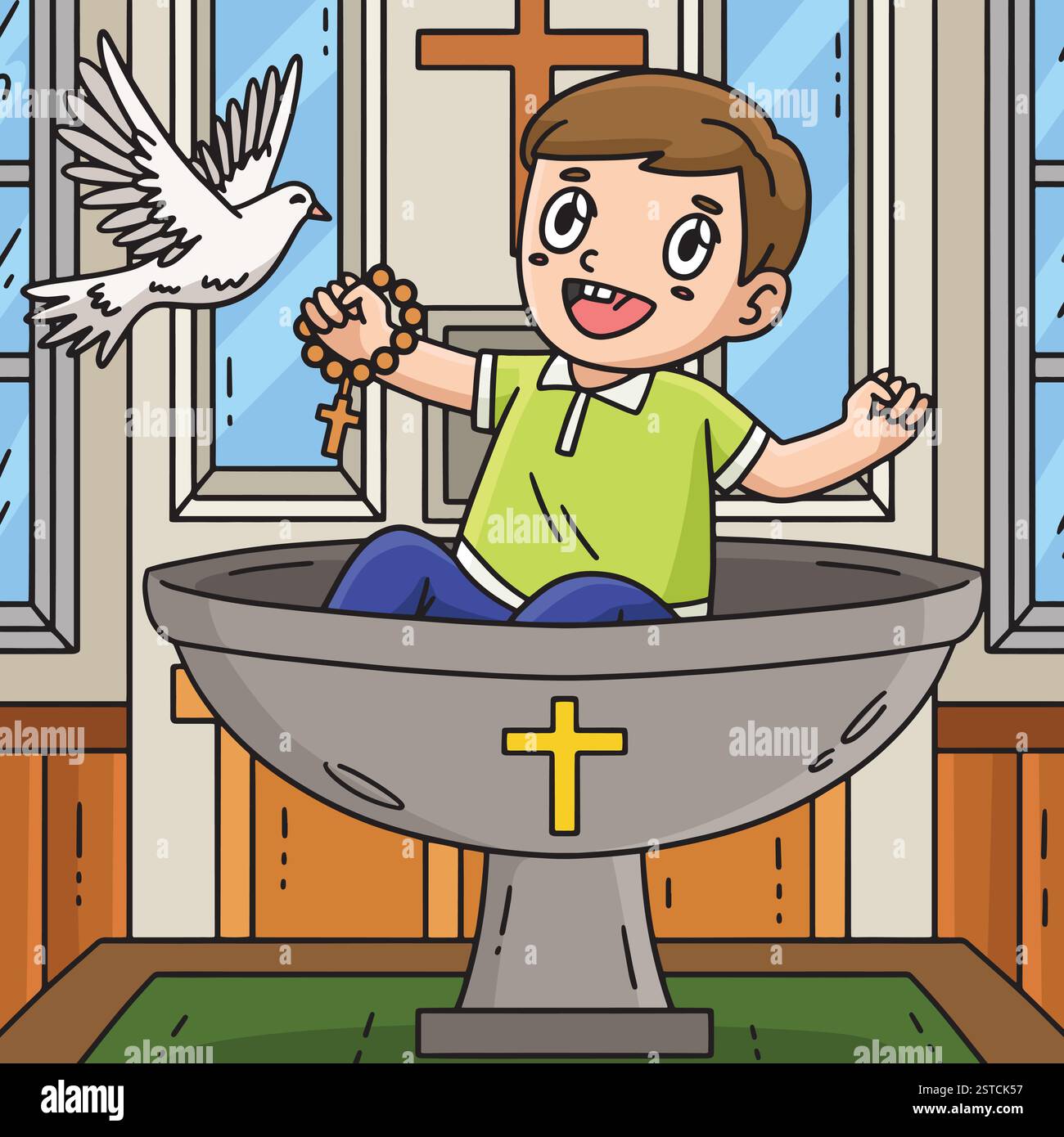 Baptism Child on Font Colored Cartoon Illustration Stock Vector Image & Art - Alamy