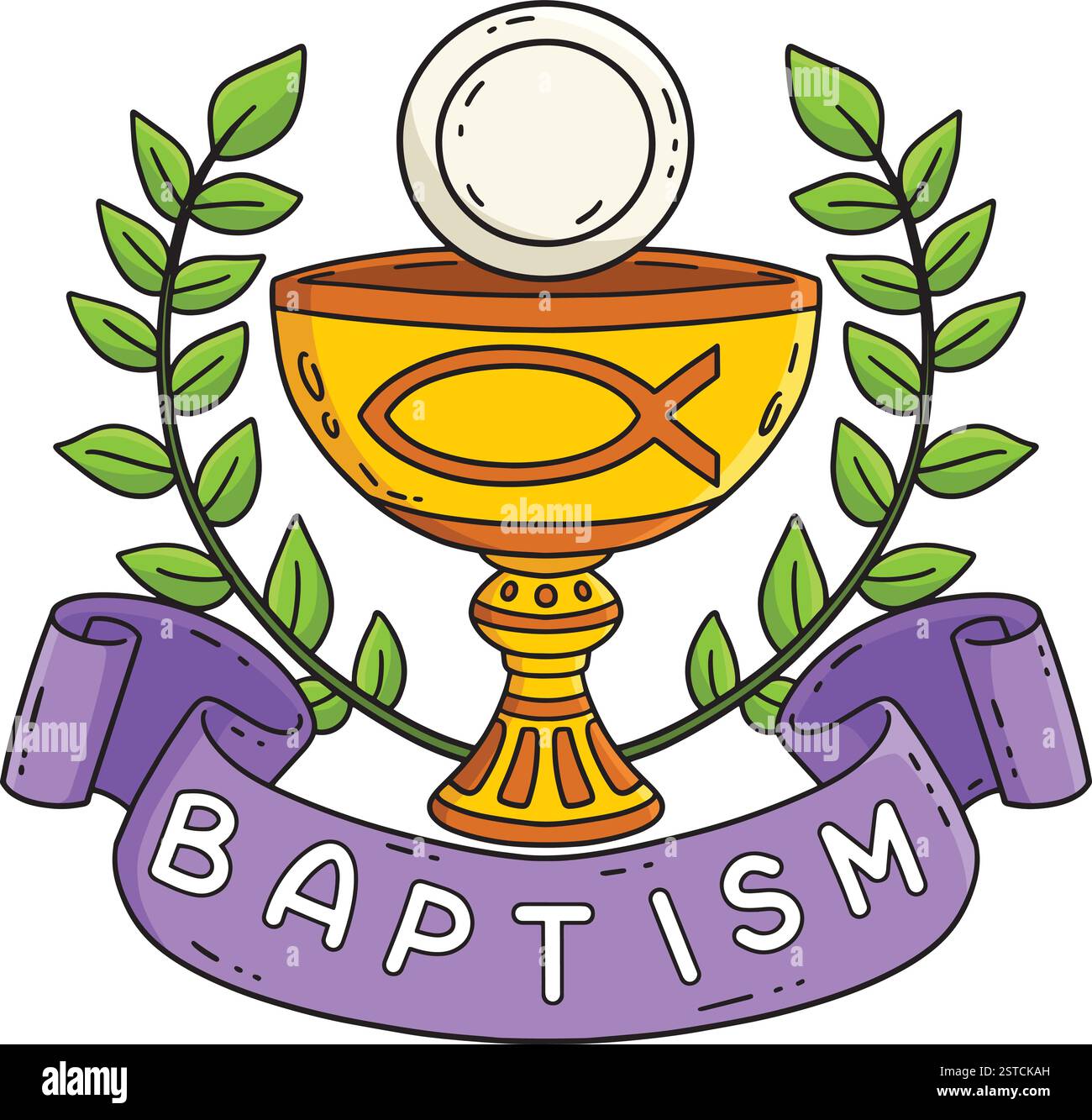 Baptism Chalice with Flower Wreath Cartoon Clipart Stock Vector Image ...