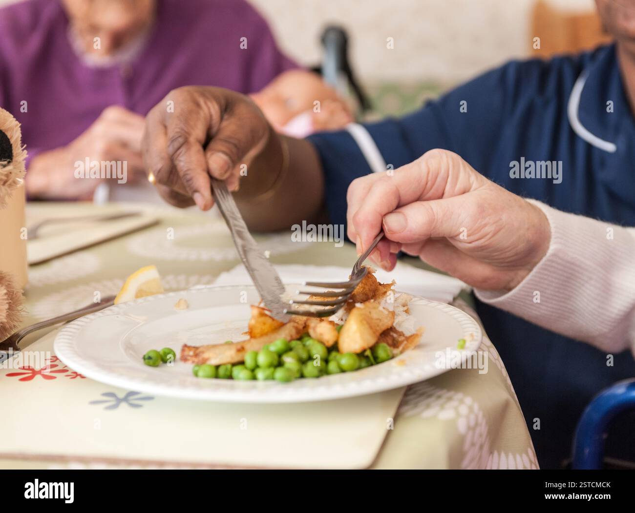 elderly people eating meal Stock Photo - Alamy