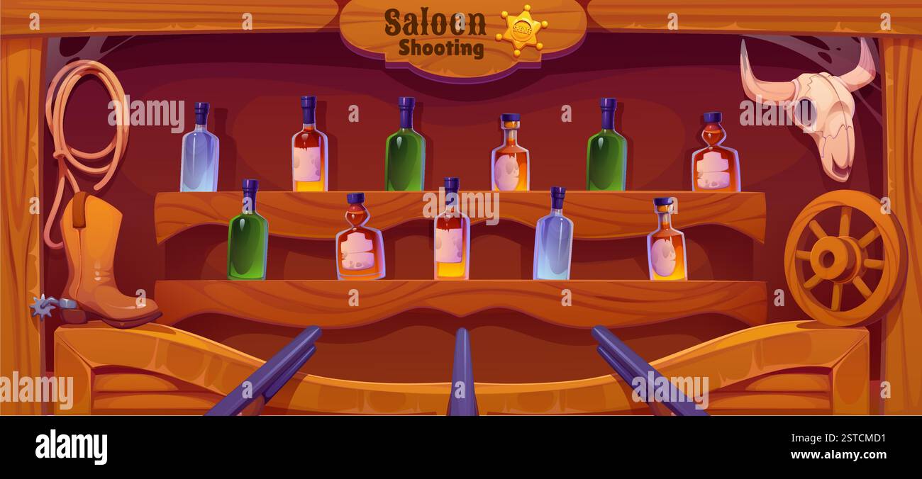 Wild West saloon carnival shoot game, shooting range in Western ...
