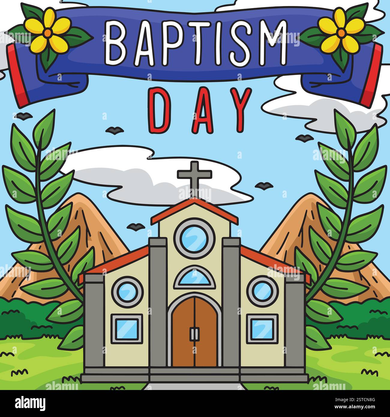 Baptism Day Colored Cartoon Illustration Stock Vector Image & Art - Alamy