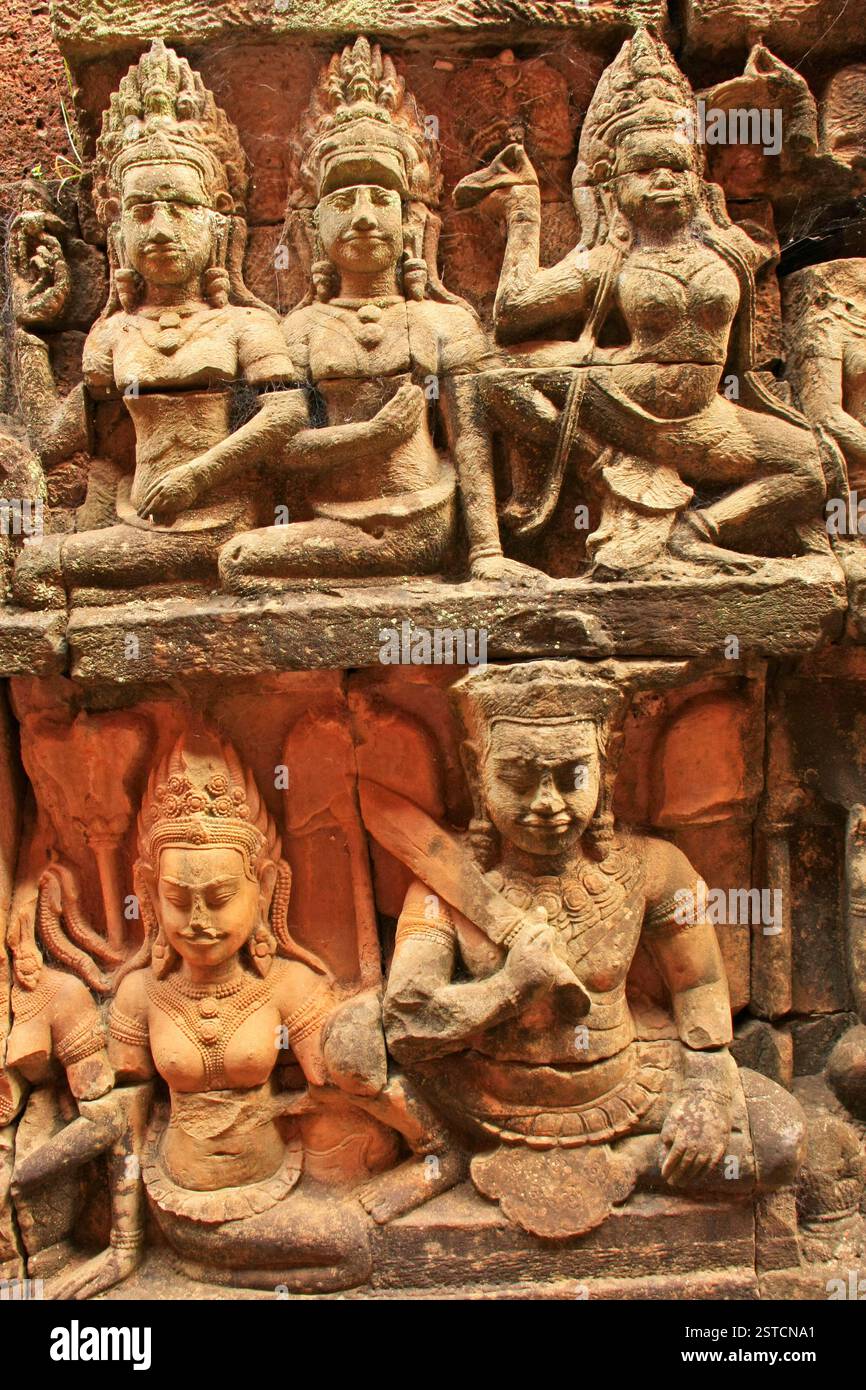 Decorative wall carving, Terrace of the Leper King Stock Photo - Alamy