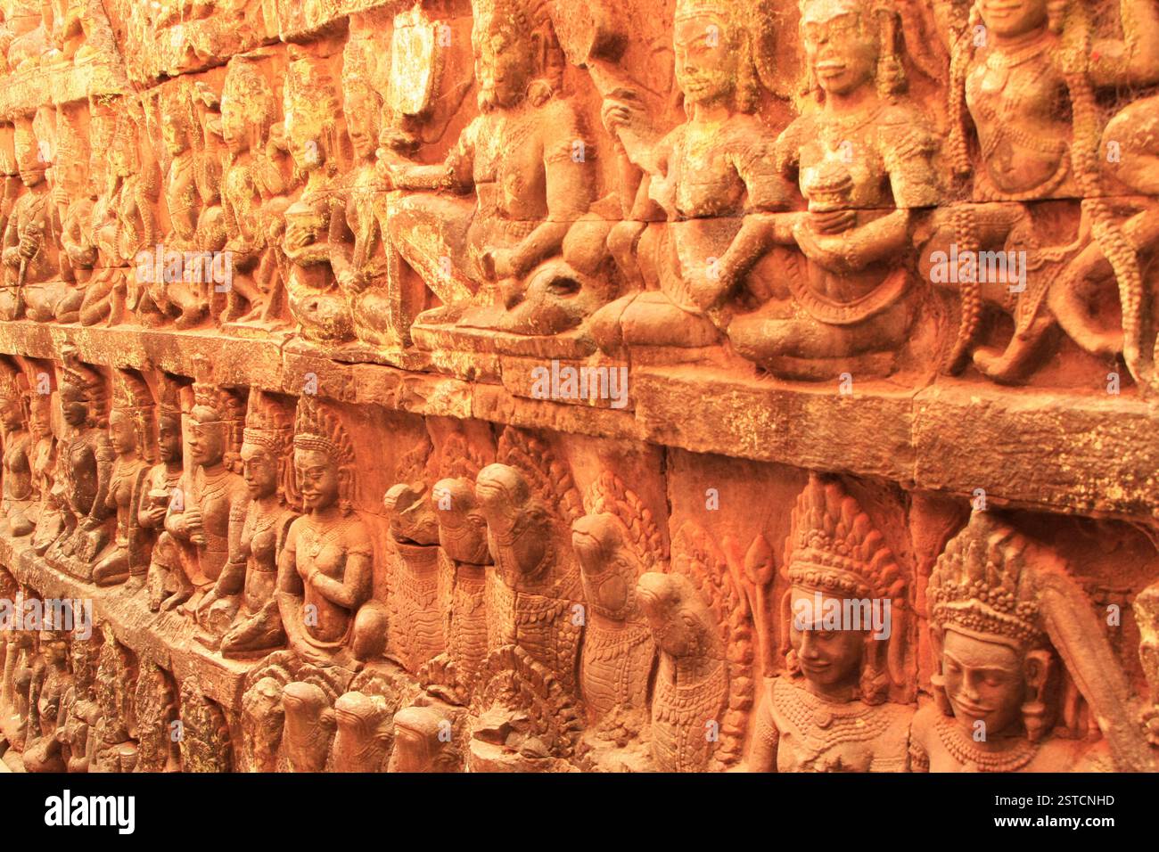 Decorative wall carving, Terrace of the Leper King, Angkor Thom ...