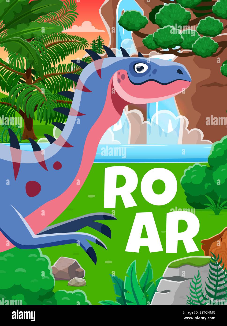 Cartoon prehistoric dinosaur poster for kids dino encyclopedia cover ...