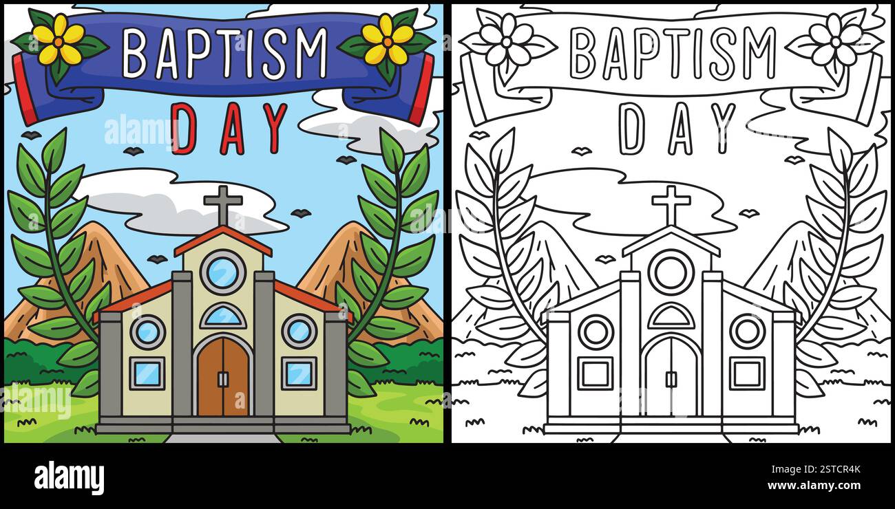 Baptism Day Coloring Page Colored Illustration Stock Vector Image & Art ...