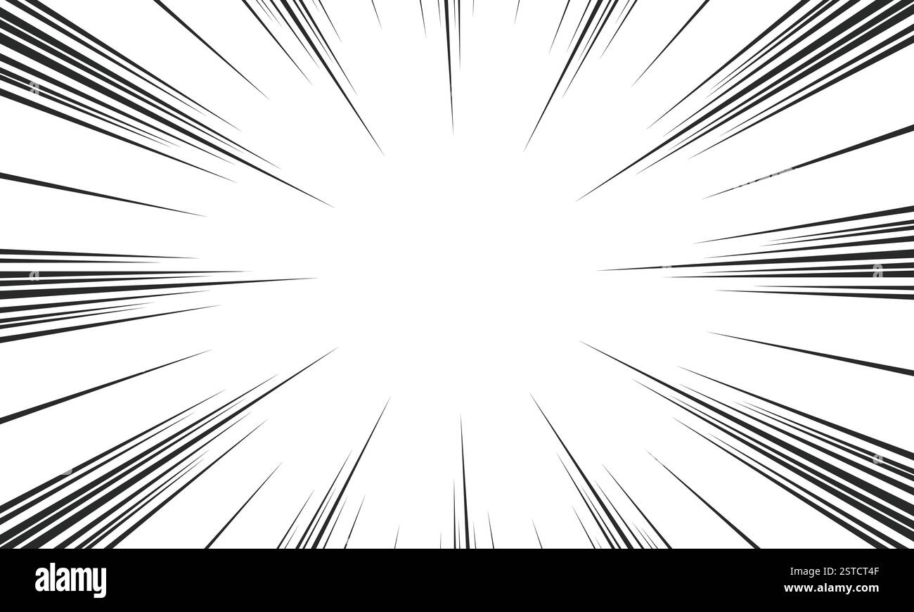 Vector manga speed line background, radial explosion anime frame, comic ...