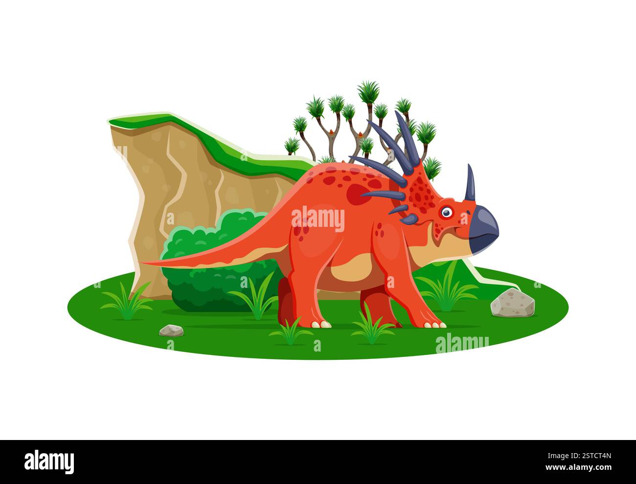 Styracosaurus prehistoric dinosaur character with distinctive horns and ...