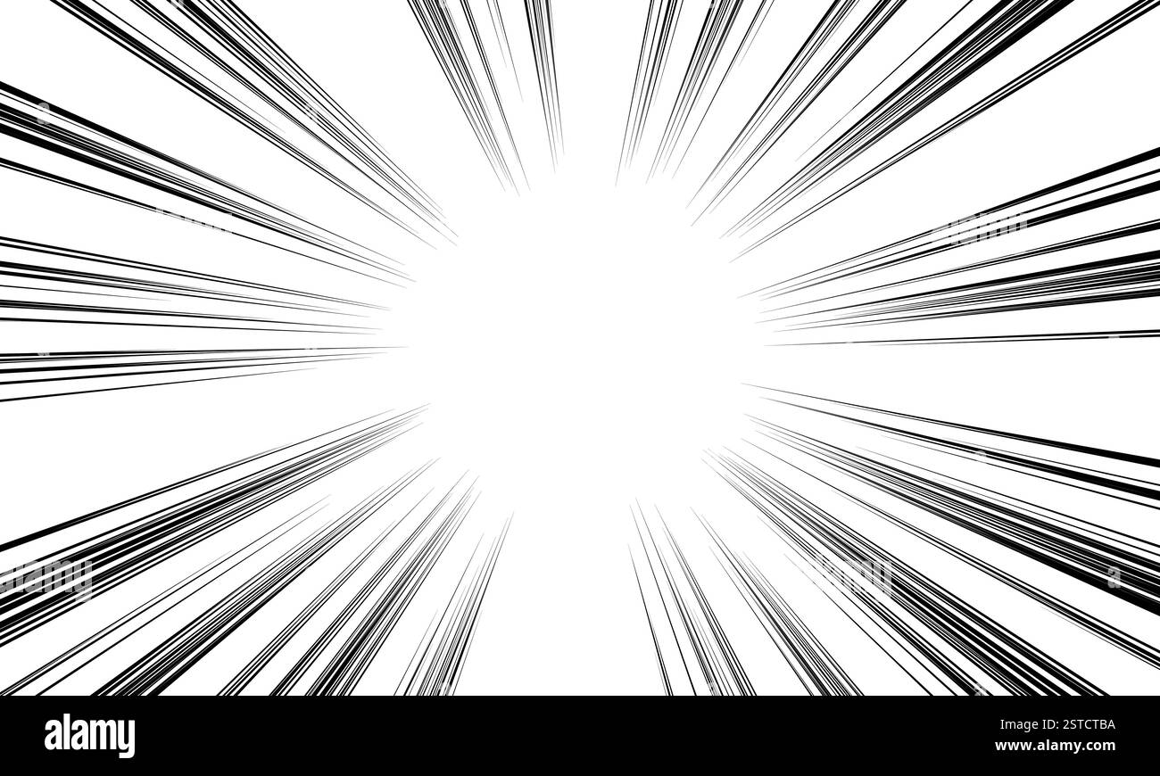 Vector manga speed line background, radial explosion anime frame, comic ...