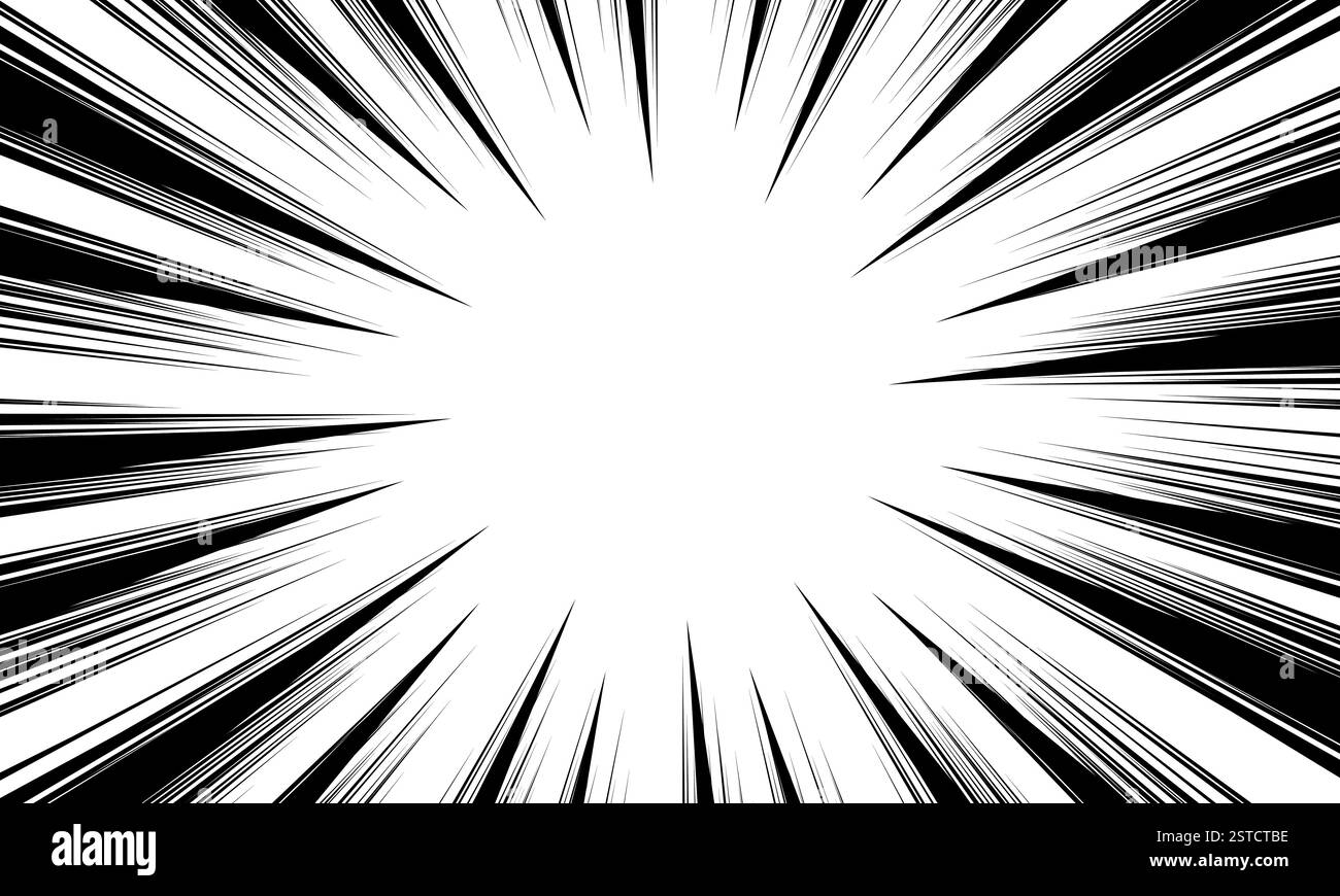 Vector manga speed line background, radial explosion anime frame, comic ...