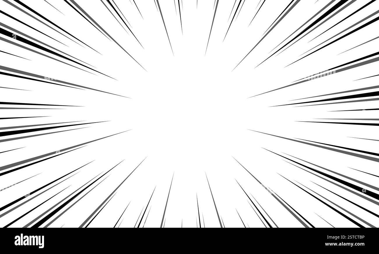 Vector manga speed line background, radial explosion anime frame, comic ...