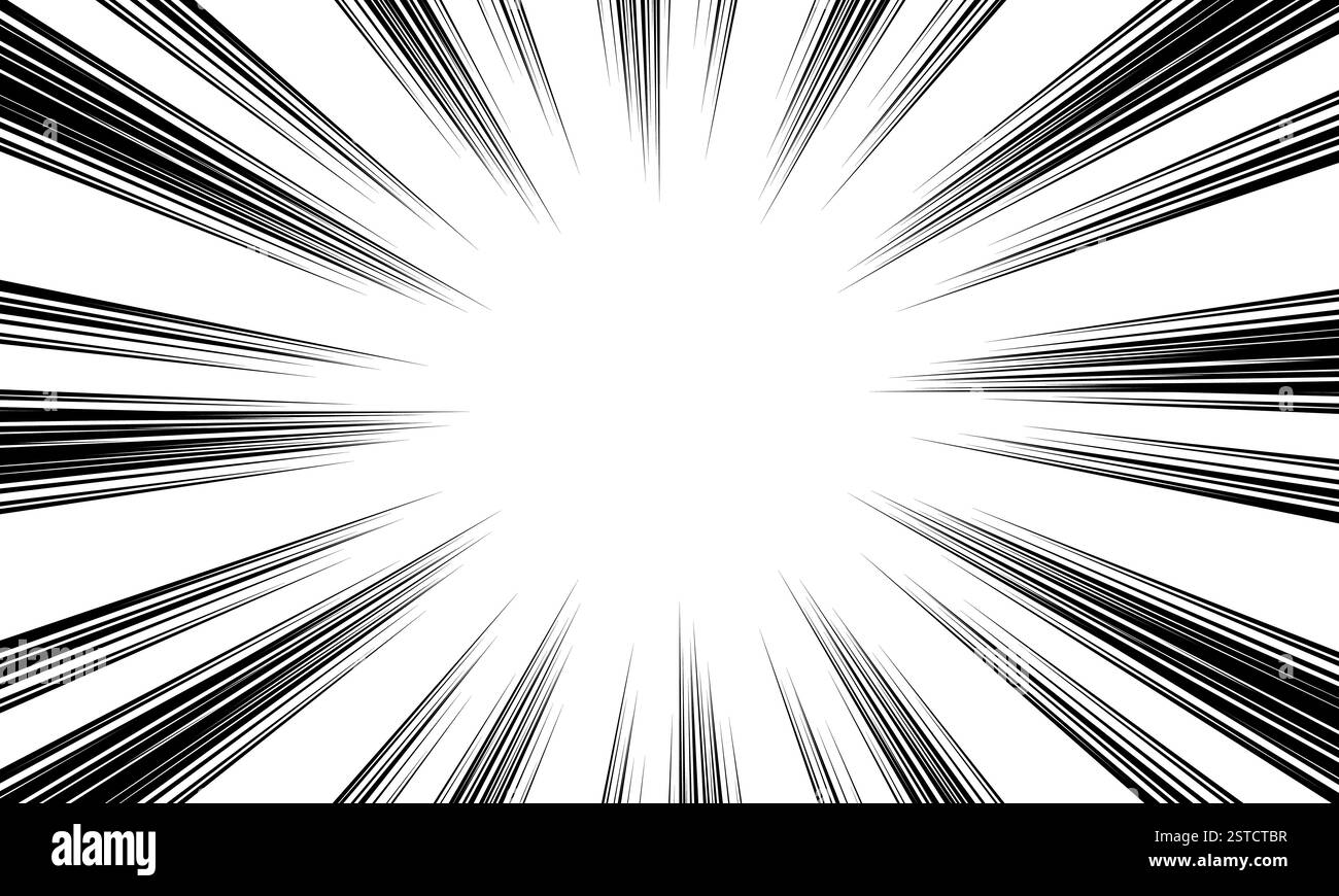 Vector manga speed line background, radial explosion anime frame, comic ...