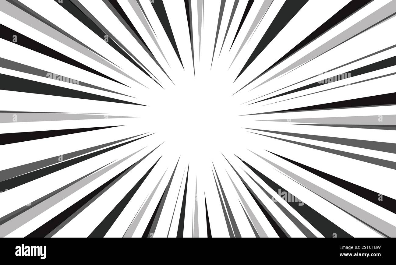 Vector manga speed line background, radial explosion anime frame, comic ...