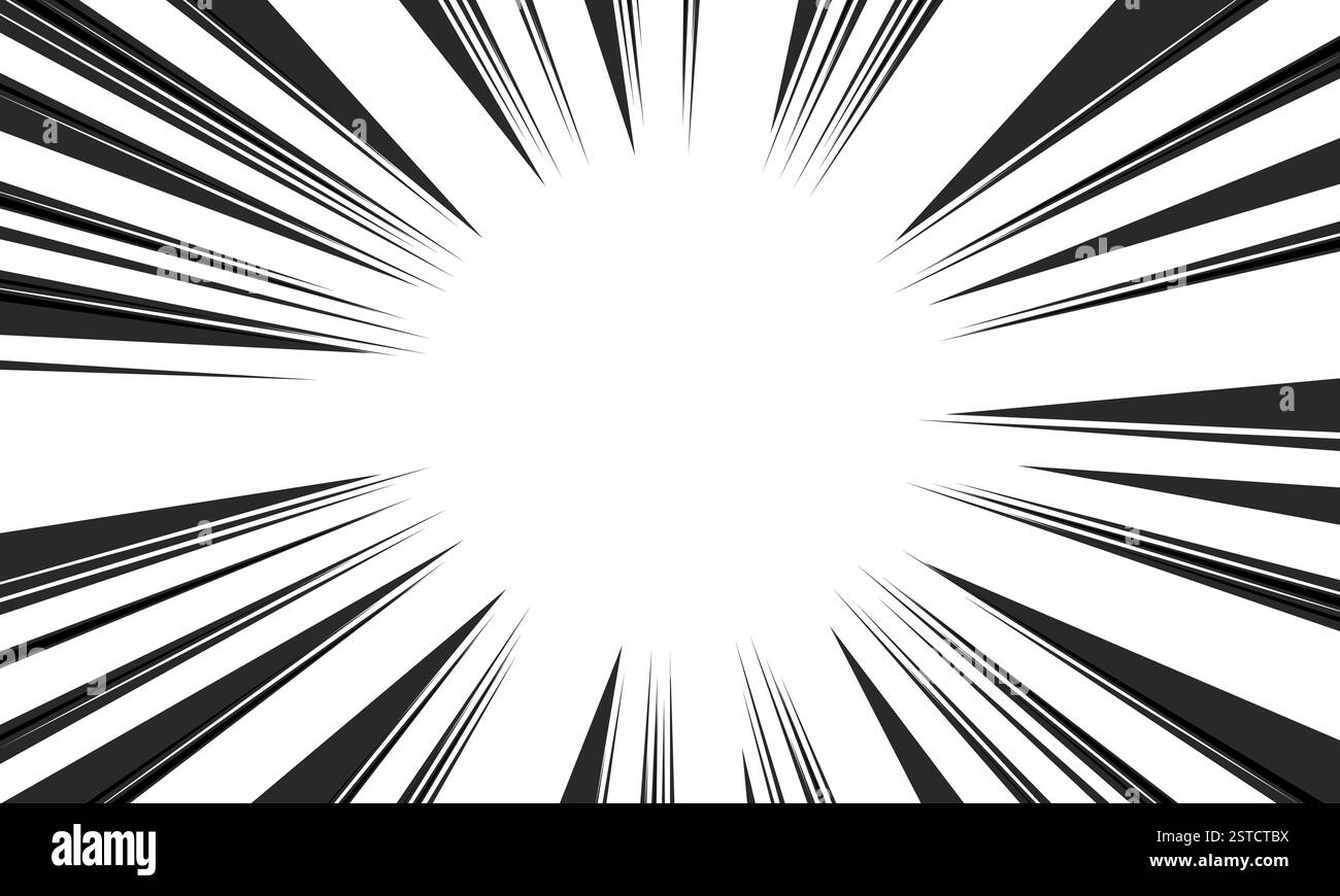 Vector manga speed line background, radial explosion anime frame, comic ...