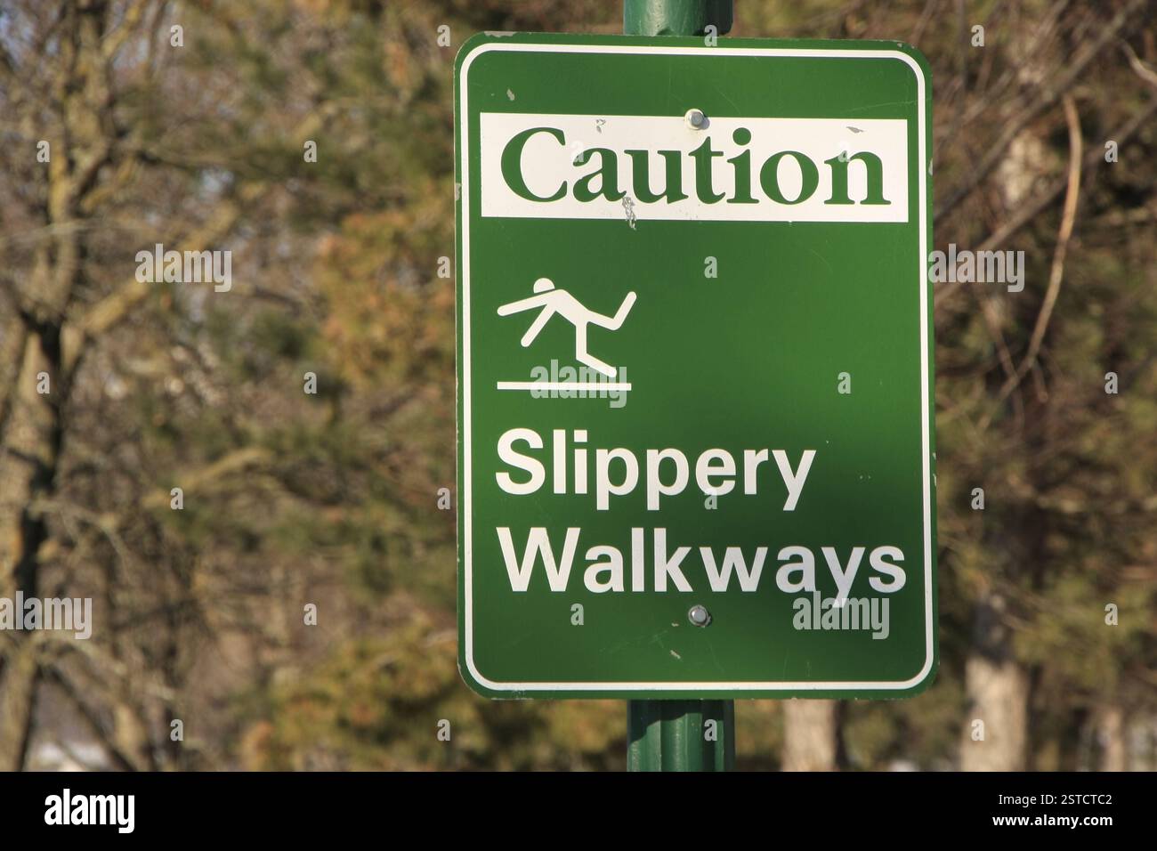 Slippery Walkways sign Stock Photo - Alamy