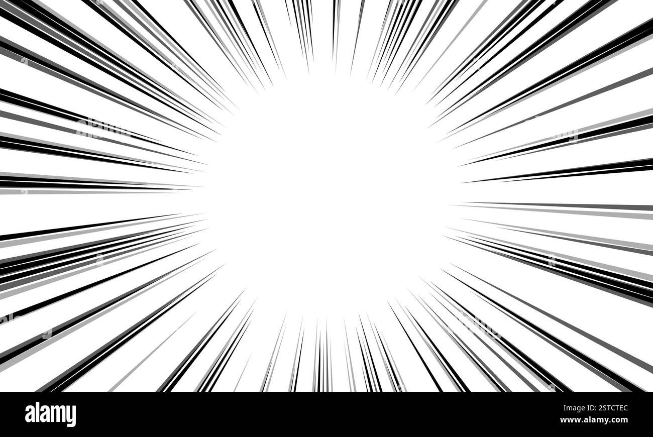 Vector manga speed line background, radial explosion anime frame, comic ...