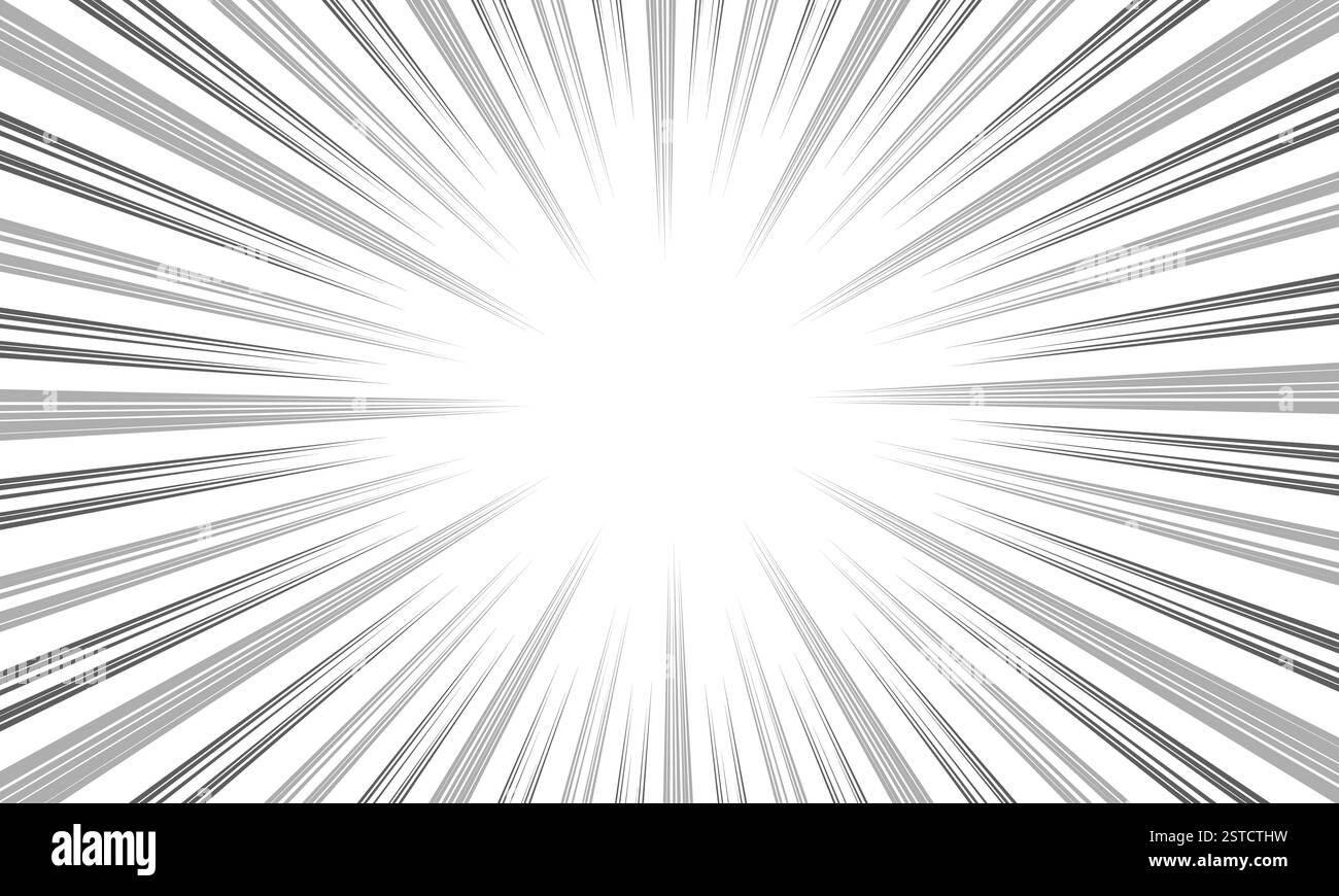 Vector manga speed line background, radial explosion anime frame, comic ...