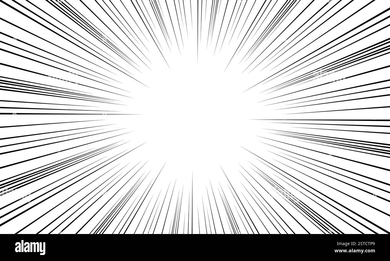 Vector manga speed line background, radial explosion anime frame, comic ...