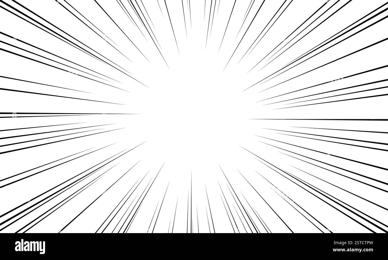Vector manga speed line background, radial explosion anime frame, comic ...