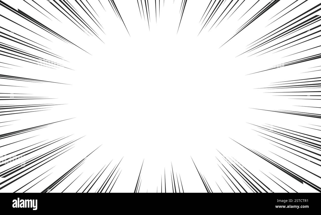 Vector manga speed line background, radial explosion anime frame, comic ...