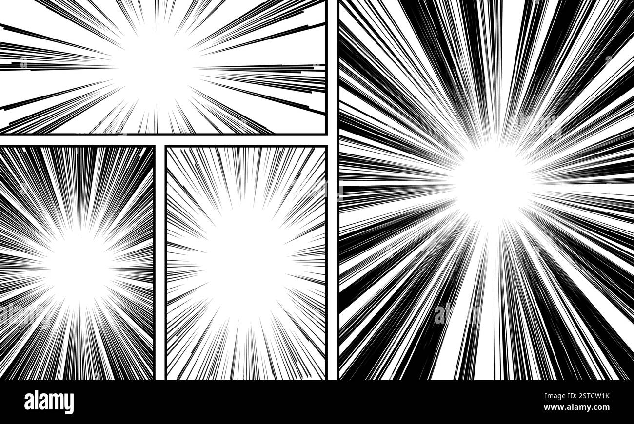 Comic book page template with radial background in pop-art style ...