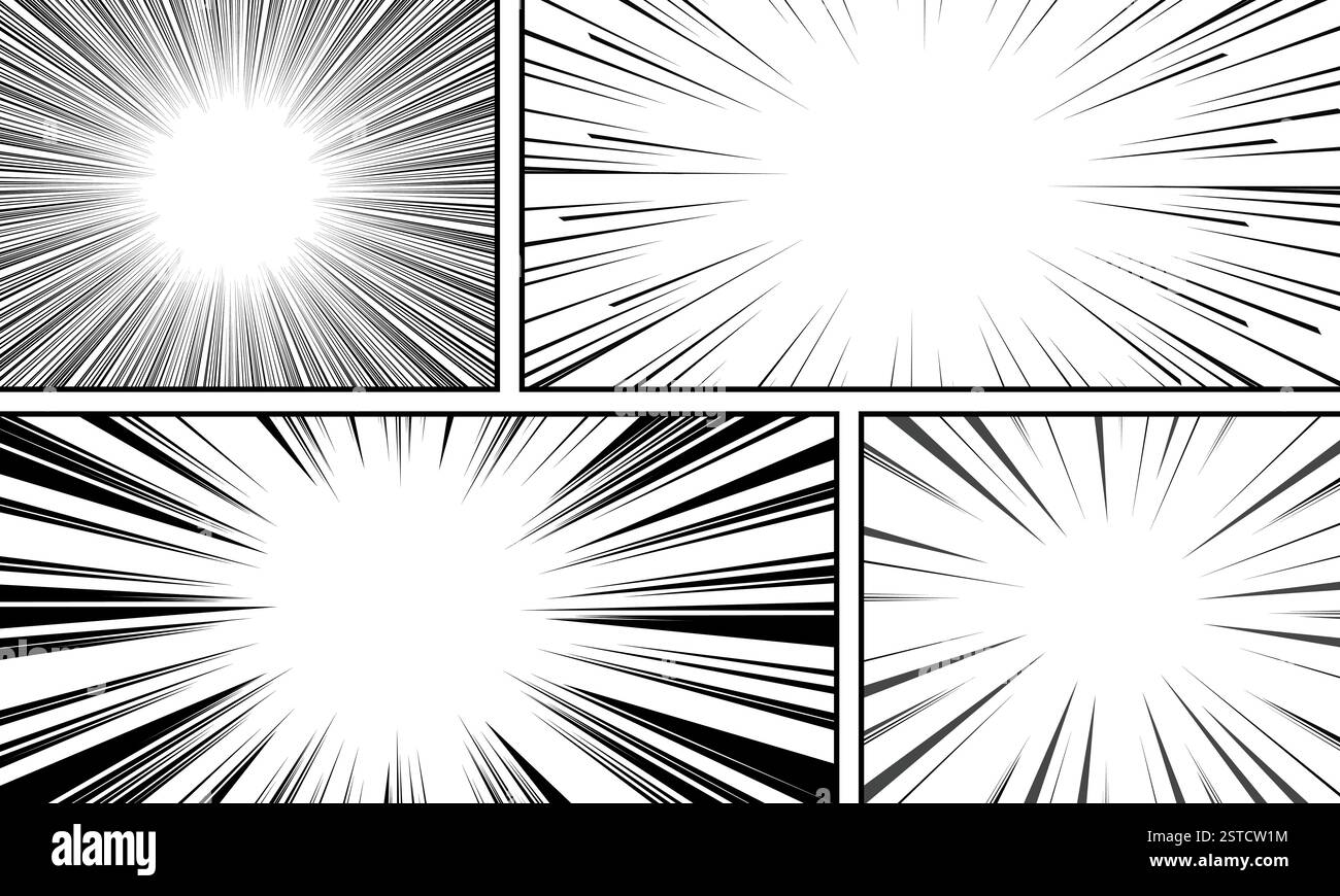 Comic book page template with radial background in pop-art style ...