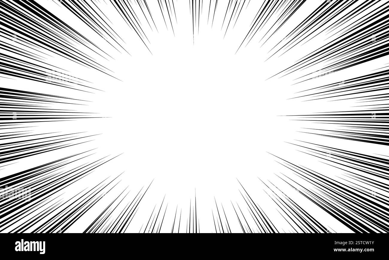 Vector manga speed line background, radial explosion anime frame, comic ...