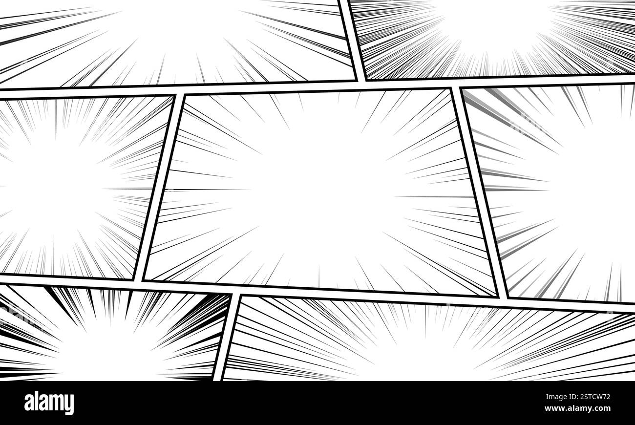 Comic book page template with radial background in pop-art style ...