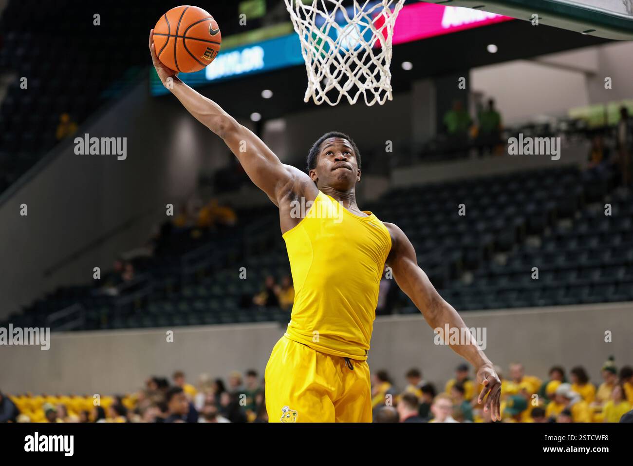 WACO, TX - FEBRUARY 17: Baylor Bears guard VJ Edgecombe (7) leaps for a ...