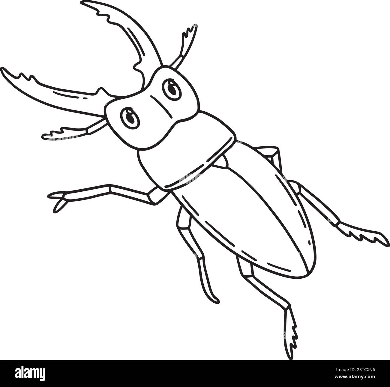 Insect Stag Beetle Animal Isolated Coloring Page Stock Vector Image ...