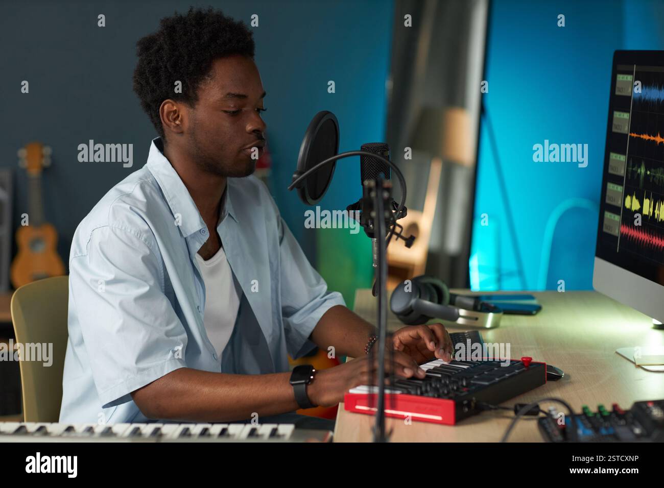 Creating Music in Home Recording Studio Environment Stock Photo - Alamy